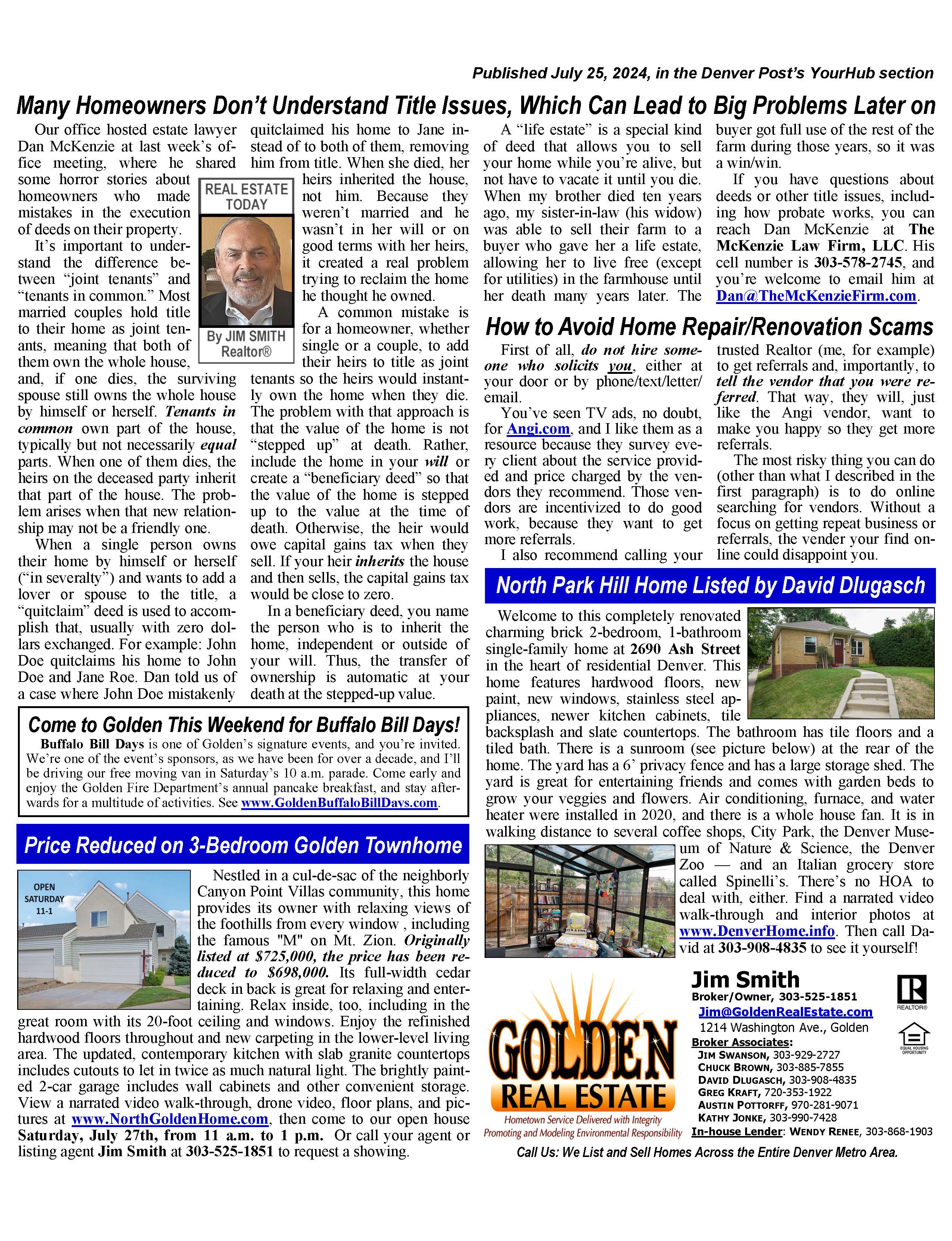 Here’s This Week’s “Real Estate Today” Column – Jim Smith's Blog